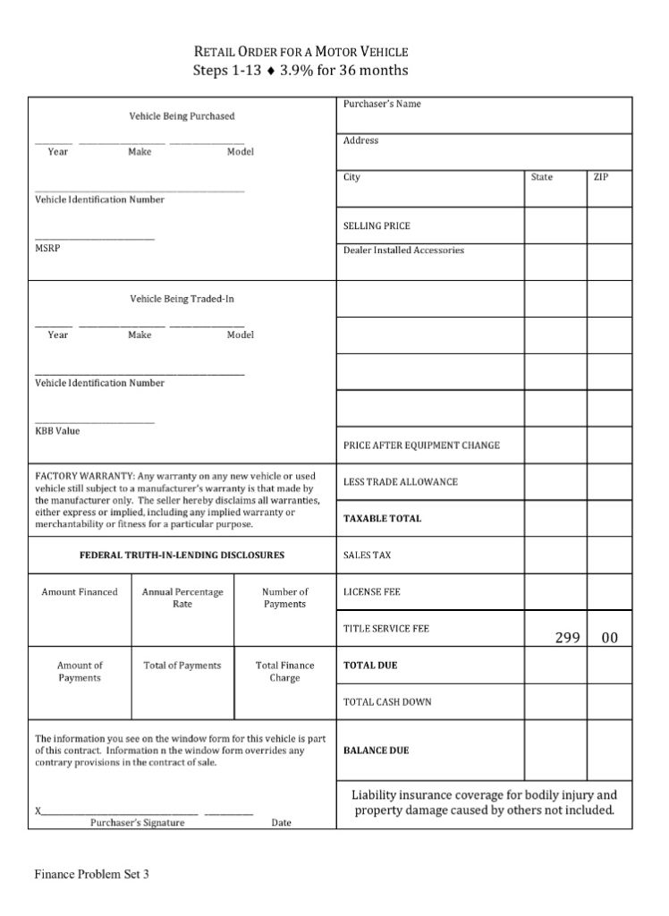 Solved RETAIL ORDER FOR A MOTOR VEHICLE Steps 1-13 3.9% for | Chegg.com