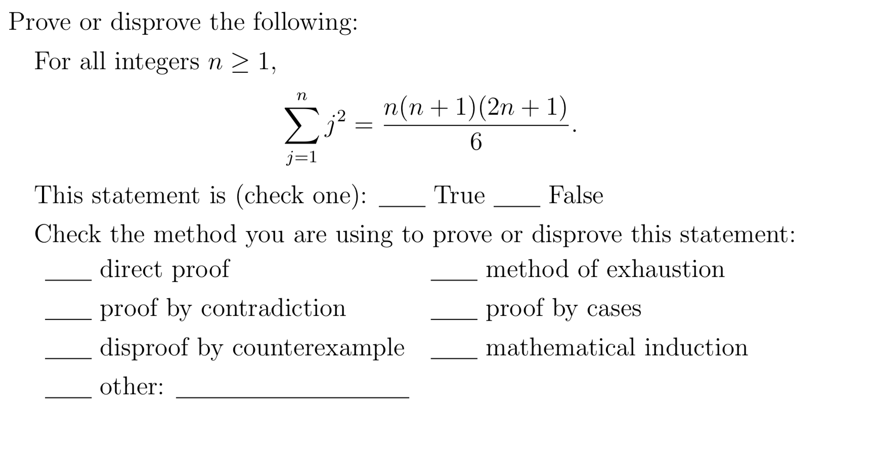 Solved Prove or disprove the following: For all integers n > | Chegg.com