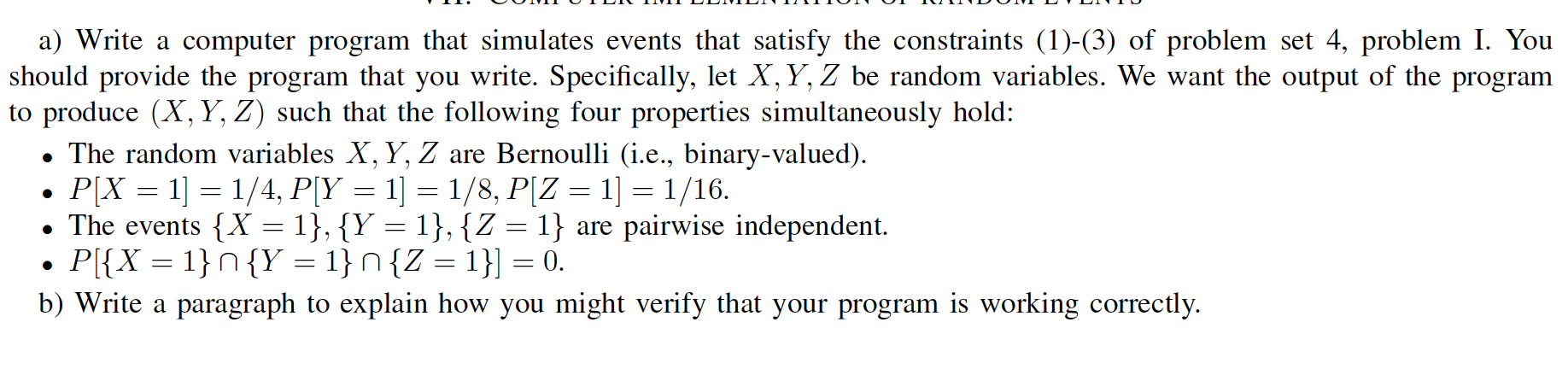 a) Write a computer program that simulates events | Chegg.com