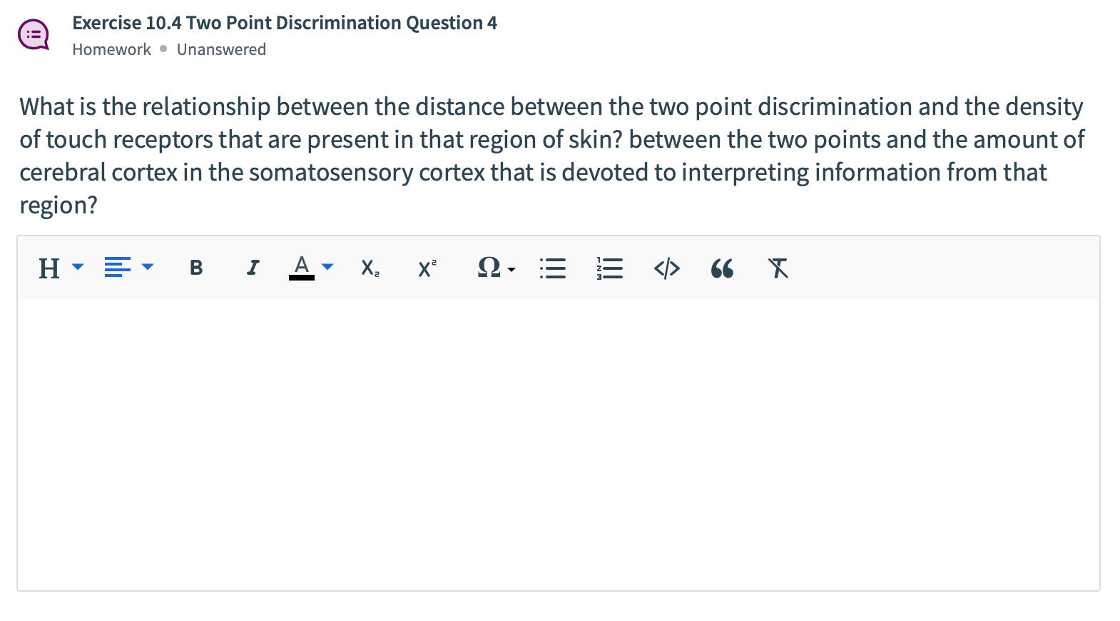 Solved Exercise 10.4 Two Point Discrimination Question 3 | Chegg.com