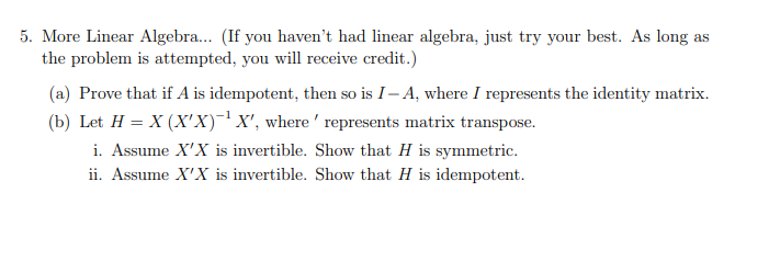 Solved 5. More Linear Algebra... (If you haven't had linear | Chegg.com