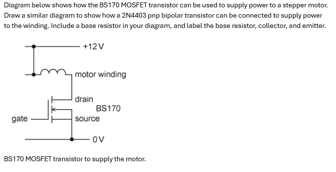 Solved Diagram below shows how the BS170 ﻿MOSFET transistor | Chegg.com