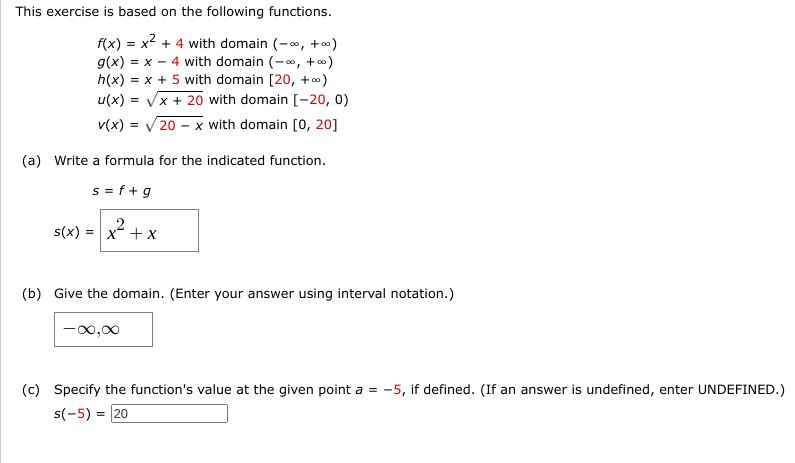 Solved This exercise is based on the following functions. | Chegg.com