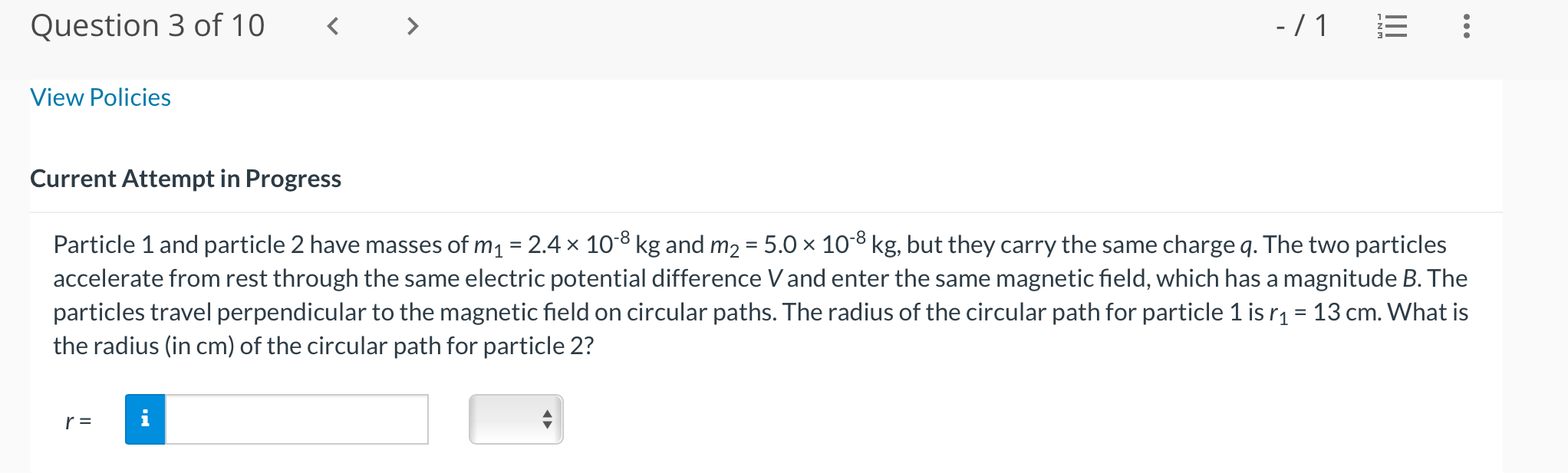 Solved Particle 1 and particle 2 have masses of m1=2.4×10−8 | Chegg.com
