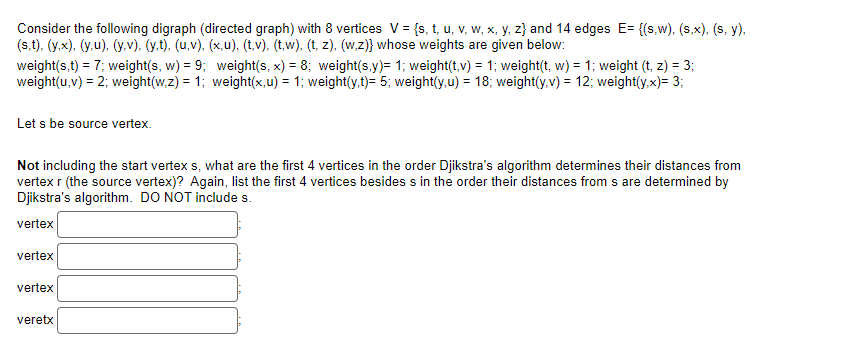 Solved Consider the following digraph (directed graph) with | Chegg.com