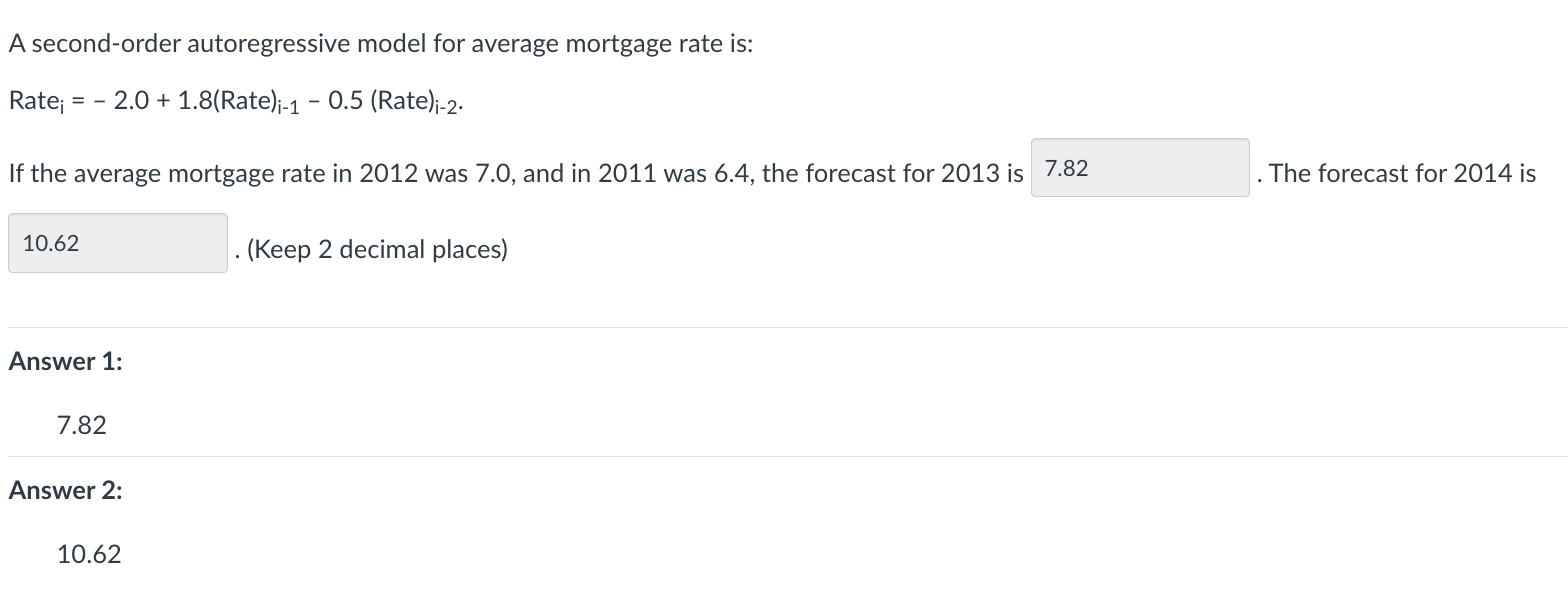 Solved A Second Order Autoregressive Model For Average 