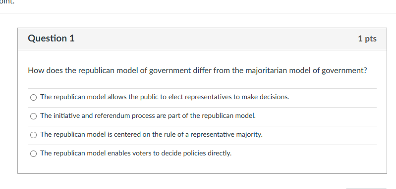 How does the republican model of government differ | Chegg.com