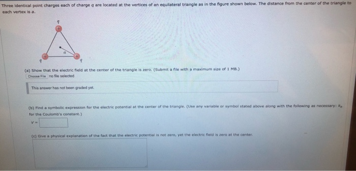 Solved Three identical point charges each of charge q are | Chegg.com