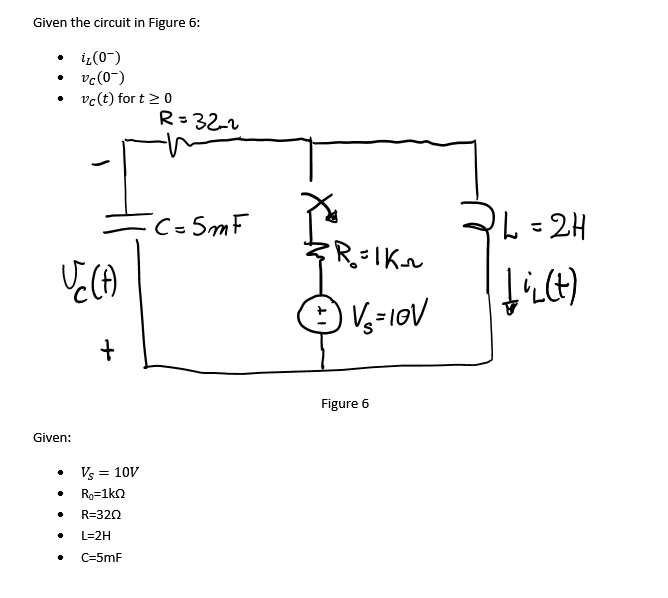 Solved Given the circuit in Figure 6: - \\( | Chegg.com Solved Given the circuit in Figure 6: - \\( | Chegg.com