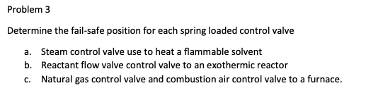 Problem 3 Determine the fail-safe position for each | Chegg.com