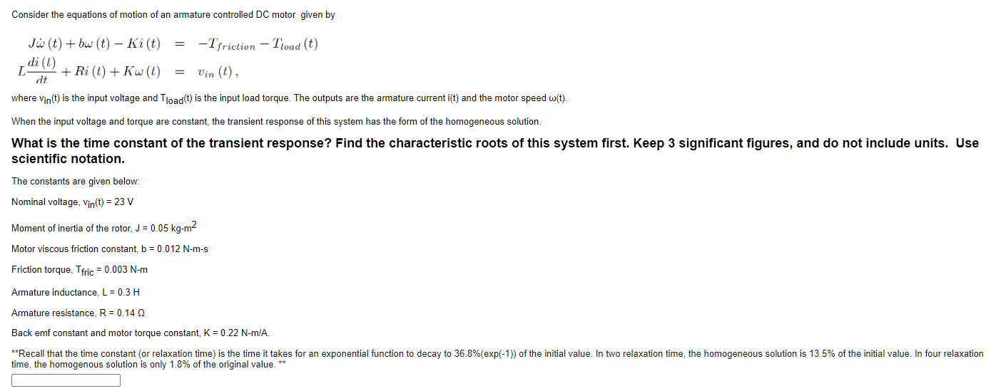 Solved What is the time constant of the transient response? | Chegg.com
