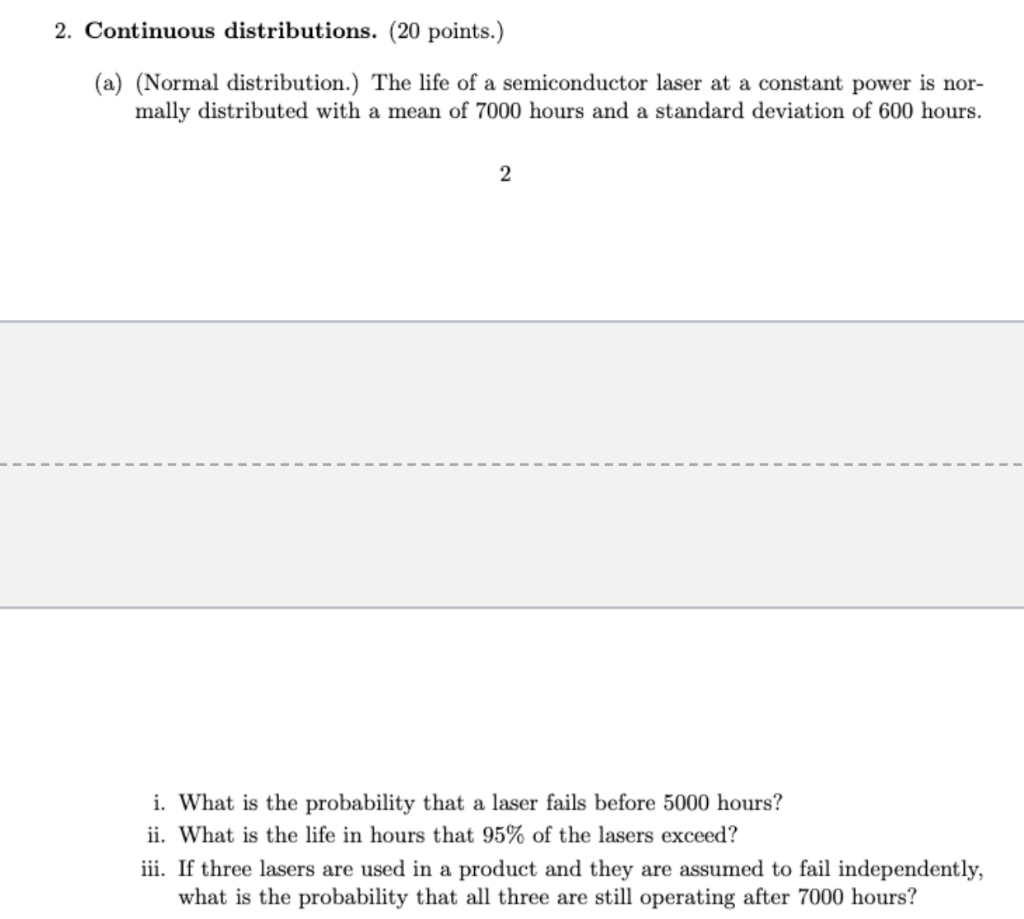 Solved 2. Continuous distributions. (20 points.) (a) (Normal | Chegg.com