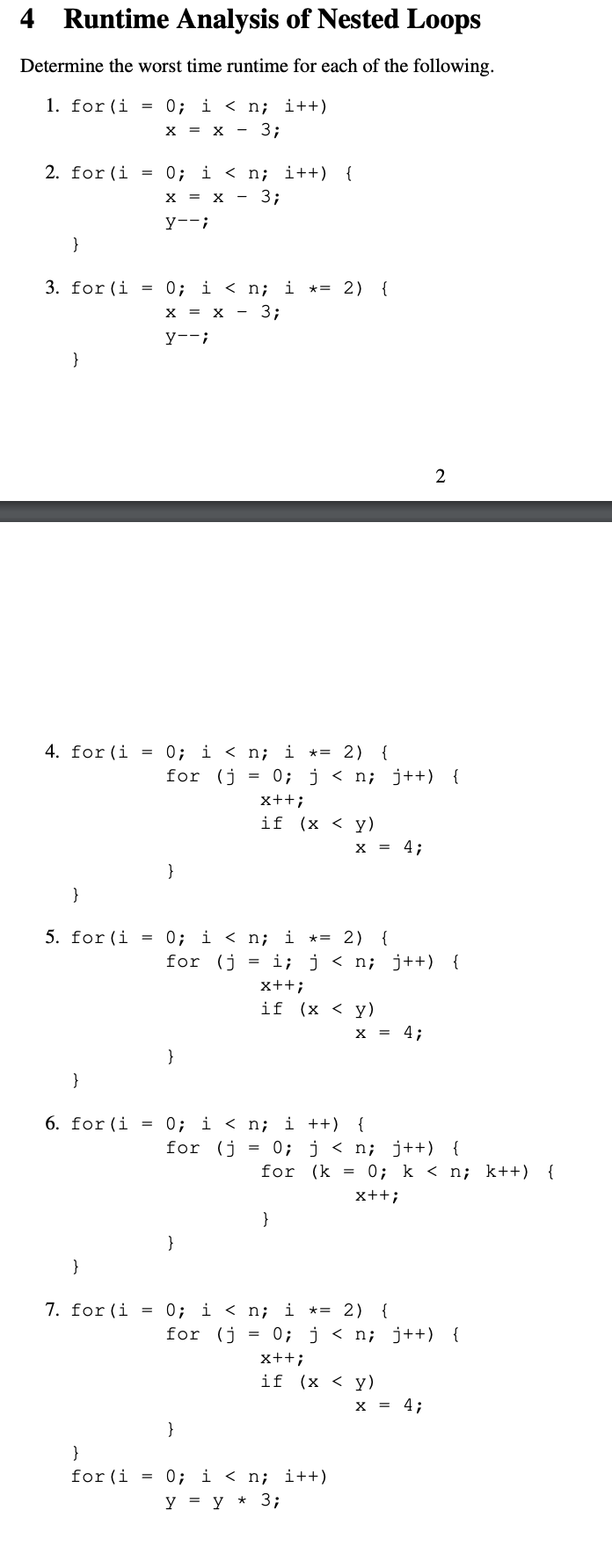 Solved 4 Runtime Analysis Of Nested Loops Determine The 