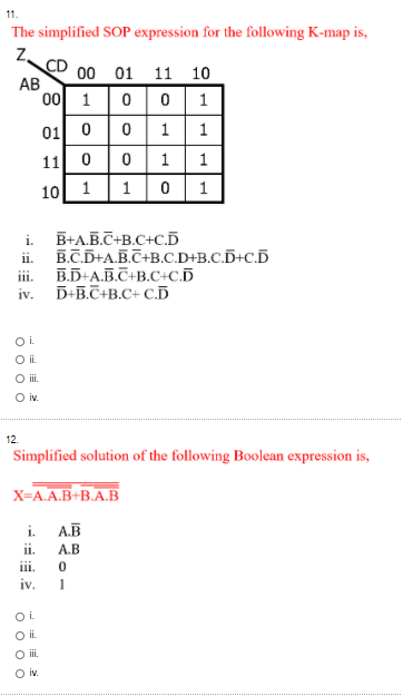 Solved 7. The simplified POS expressions for the following | Chegg.com