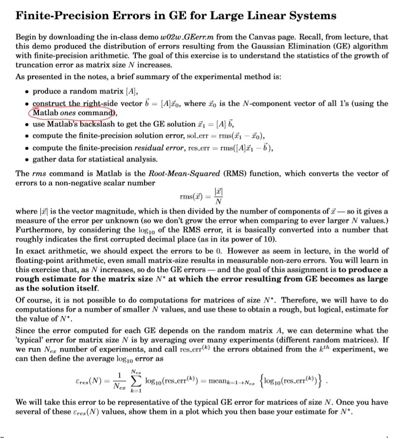 Solved Finite-Precision Errors in GE for Large Linear | Chegg.com