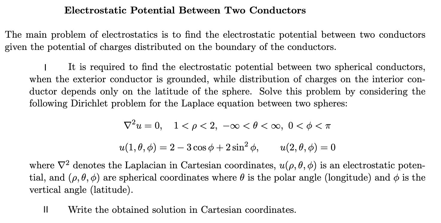 Solved Electrostatic Potential Between Two Conductors The | Chegg.com