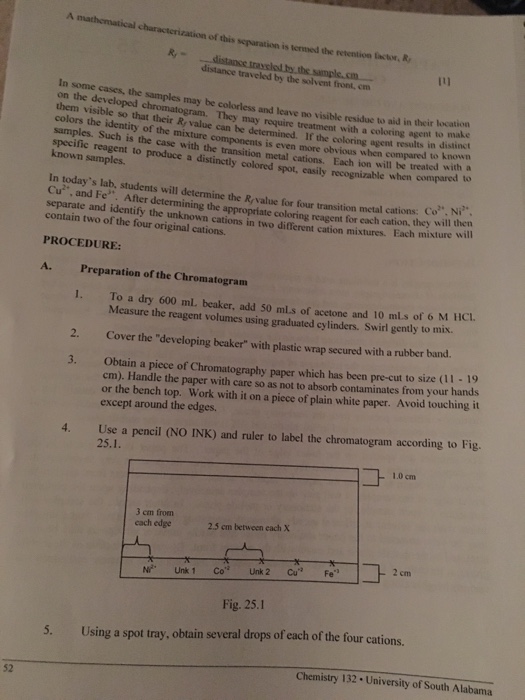 Solved PAPER CHROMATOGRAPHY EXPERIMENT EQUIPMENT AND | Chegg.com