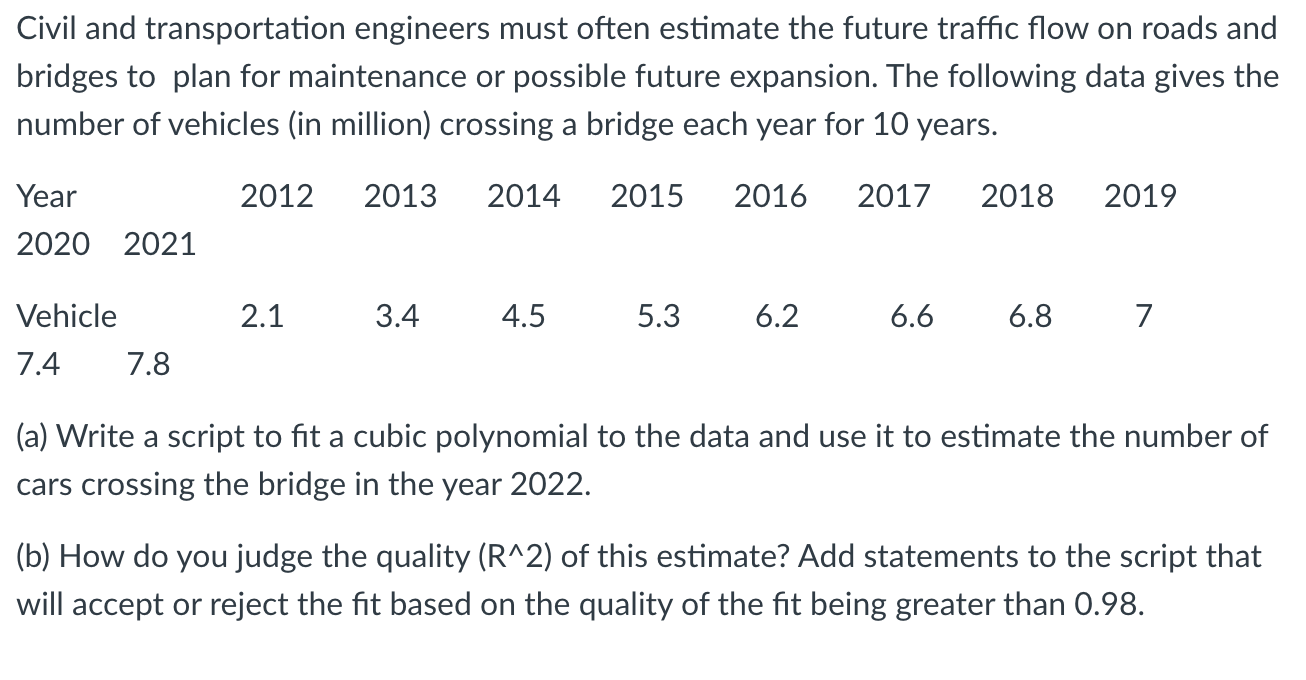 Civil and transportation engineers must often | Chegg.com
