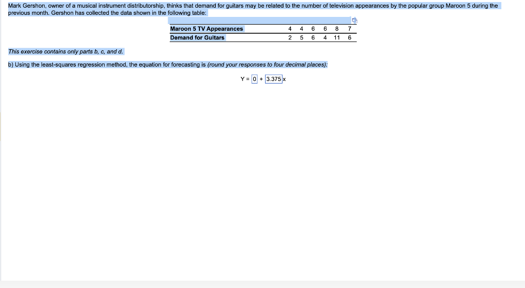 Solved This exercise contains only parts b, c, and d. b) | Chegg.com