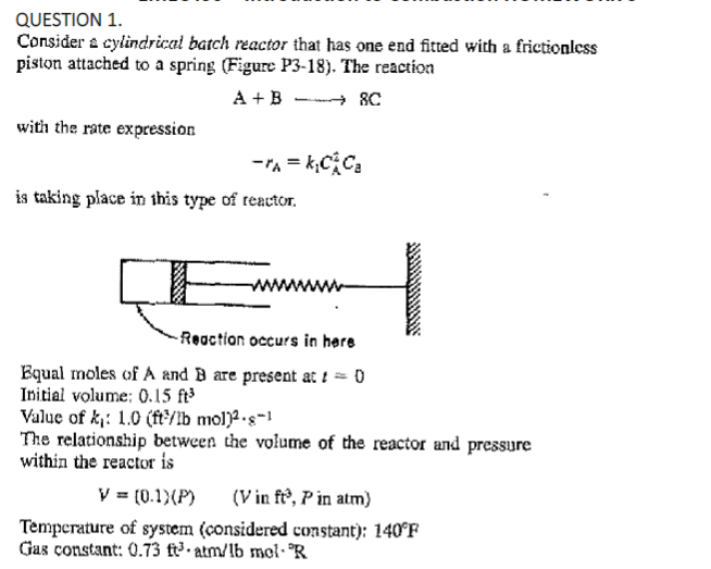 QUESTION 1. Consider a cylindrical batch reactor that | Chegg.com
