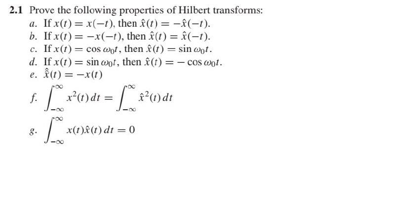 Solved 2.1 Prove the following properties of Hilbert | Chegg.com