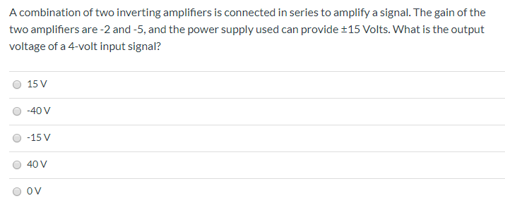 Solved A combination of two inverting amplifiers is | Chegg.com