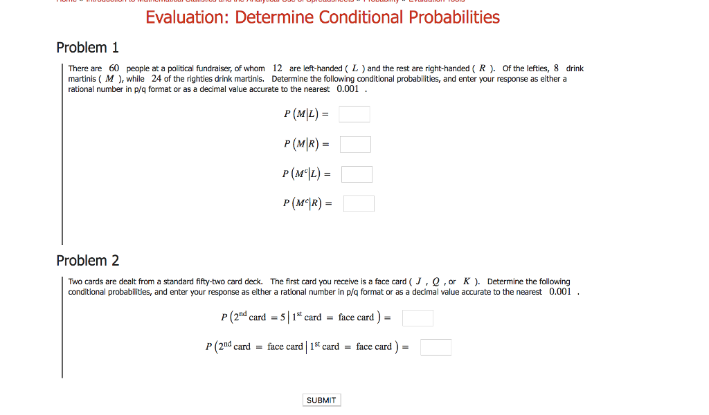 Solved Evaluation: Determine Conditional Probabilities | Chegg.com