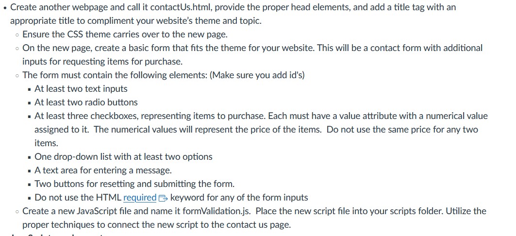Solved - Create another webpage and call it contactUs.html, | Chegg.com