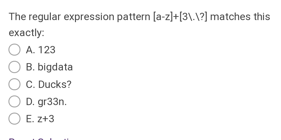 Solved The Regular Expression Pattern A Z 3 Matches