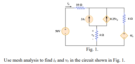 Solved Use mesh analysis to find ix and vx in the circuit | Chegg.com