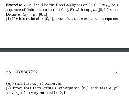 Solved Exercise 7.26 Let B be the Borel o-algebra on [0,1]. | Chegg.com