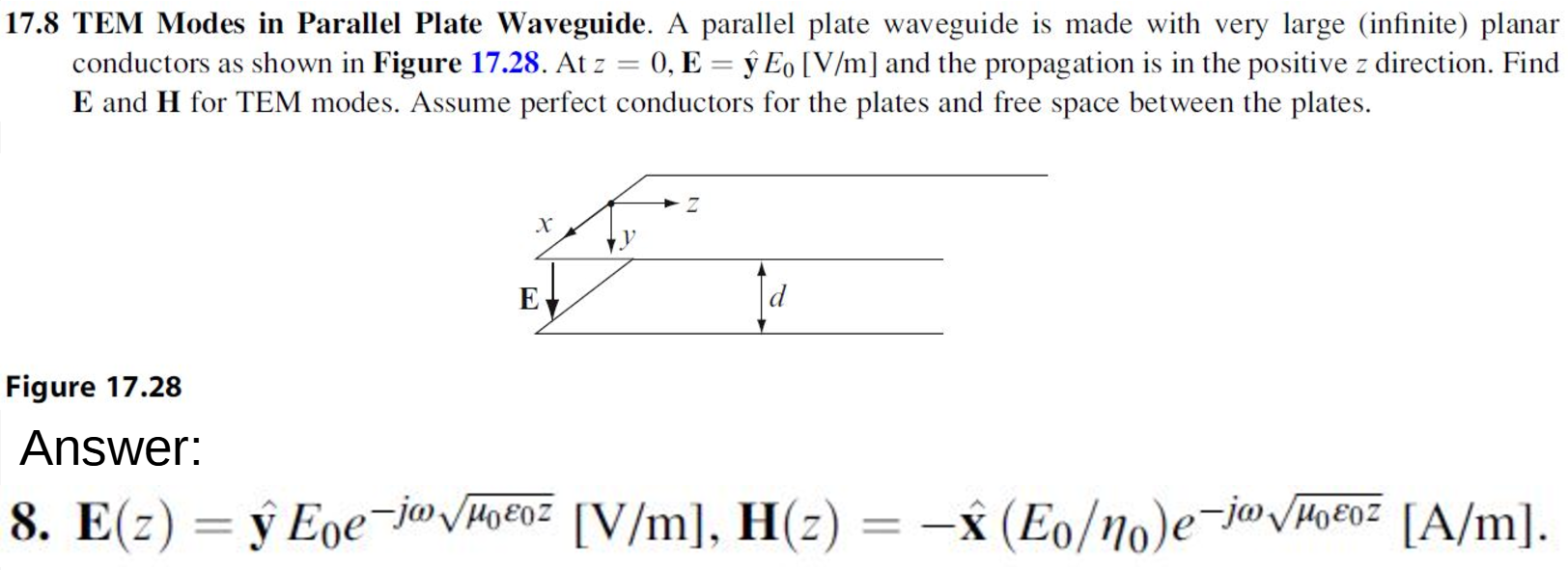 Solved 17.8 TEM Modes in Parallel Plate Waveguide. A | Chegg.com