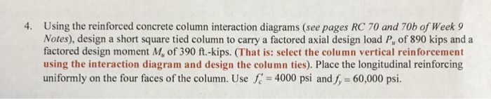 Solved Using the reinforced concrete column interaction | Chegg.com