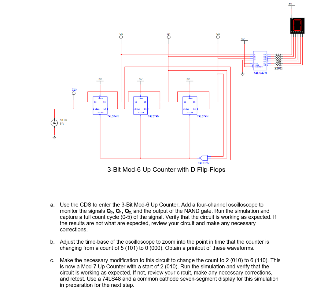 08 2200 74LS47N er 5V 74LS74N 74LS74N 74LS74N 50 Hz 5 | Chegg.com