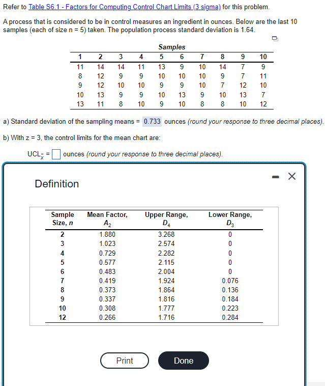 Solved Question content area Part 1 Refer to Table S6.1 - | Chegg.com