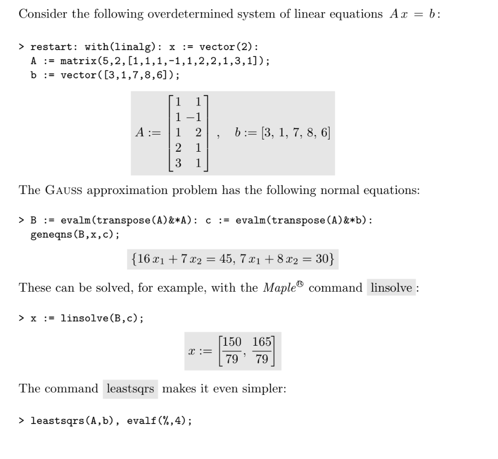 Consider The Following Overdetermined System Of