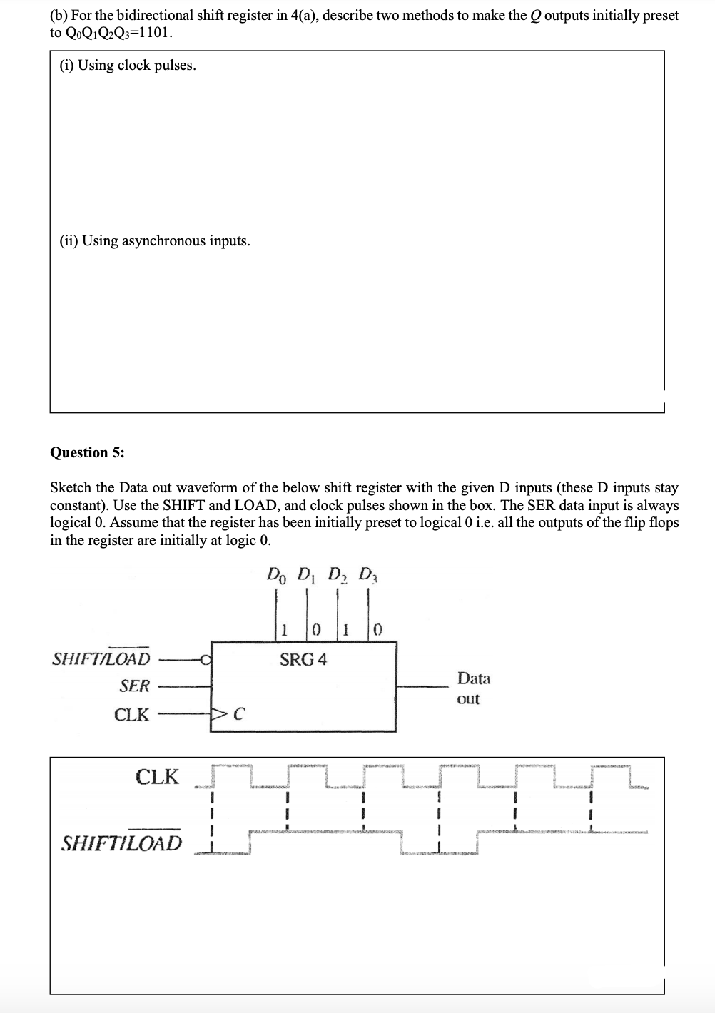 (b) For the bidirectional shift register in 4(a), | Chegg.com