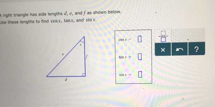 Solved right triangle has side lengths d, e, and f as shown | Chegg.com