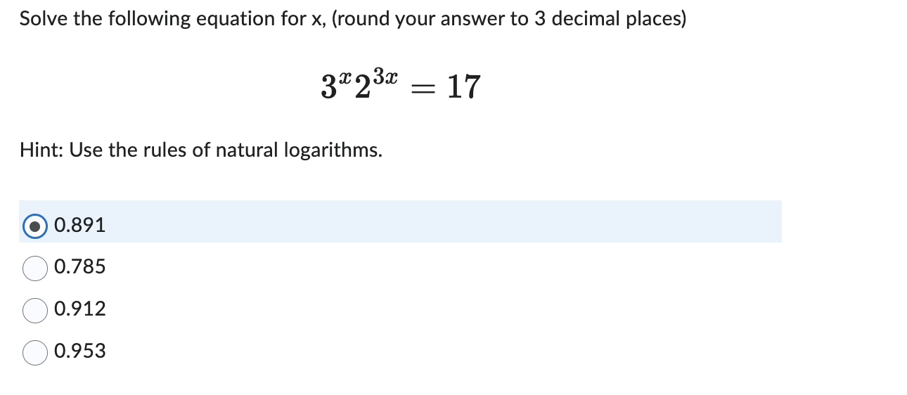 Solved Solve the following equation for x, (round your | Chegg.com