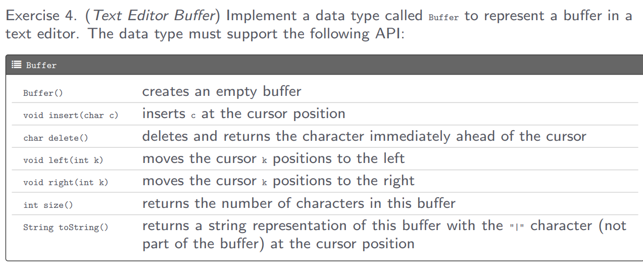 Solved Exercise 4. (Text Editor Buffer) Implement a data | Chegg.com