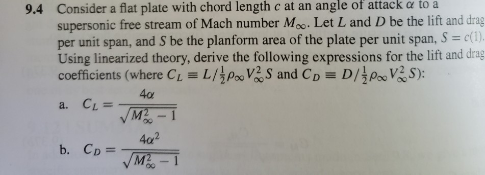 Solved Consider a flat plate with chord length c at an angle | Chegg.com