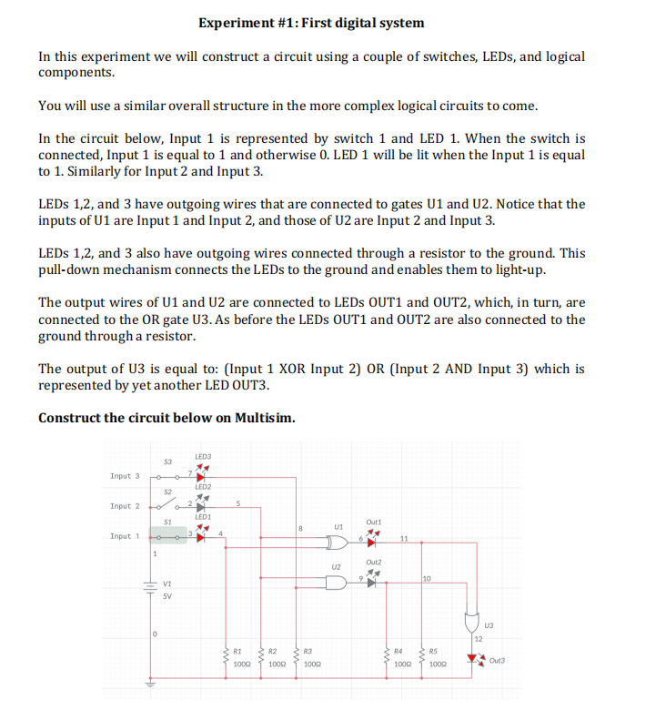 Solved Experiment #1: First digital system In this | Chegg.com