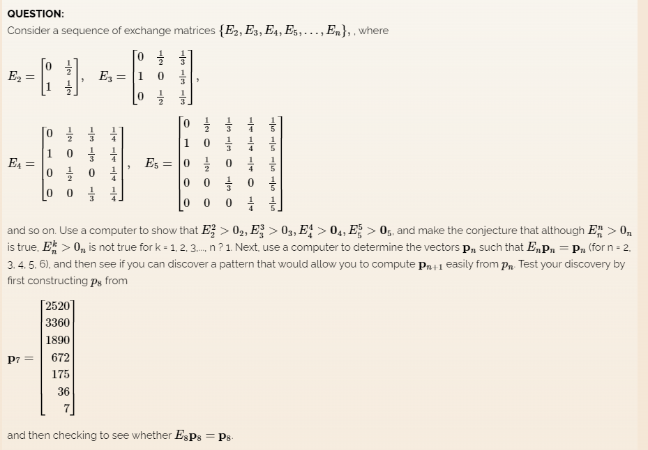 Solved QUESTION:Consider a sequence of exchange matrices | Chegg.com