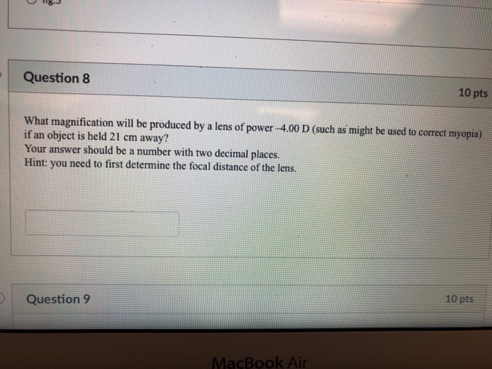 Solved Question 8 10 pts What magnification will be produced | Chegg.com