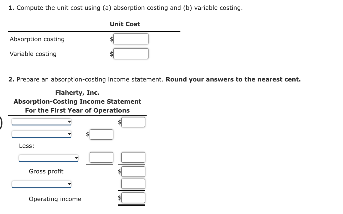 Solved Absorption and Variable Costing with Over- and | Chegg.com