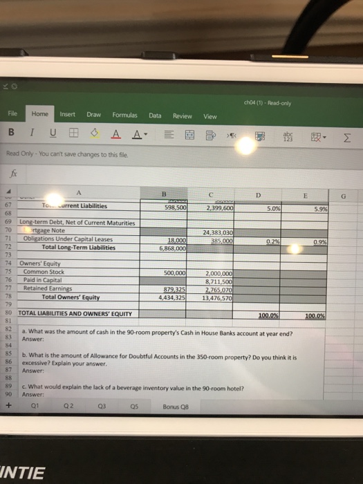 Solved 兰。 Home Insert Draw Formulas Data Review View Read | Chegg.com