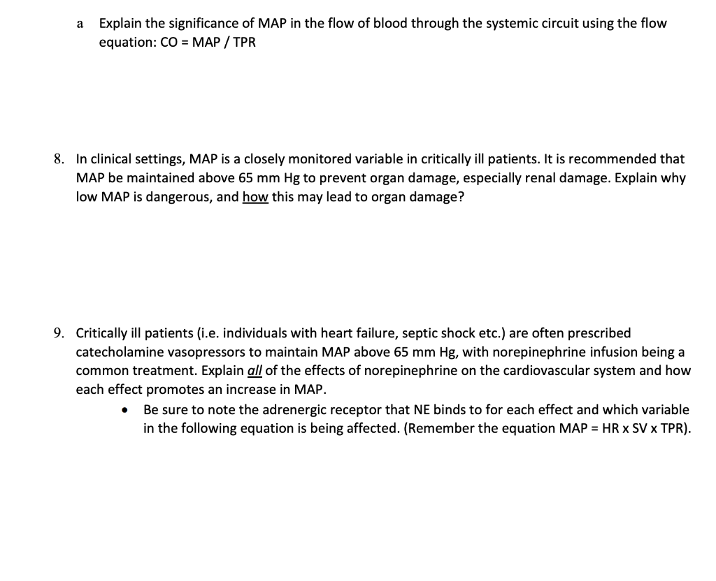Solved a Explain the significance of MAP in the flow of | Chegg.com