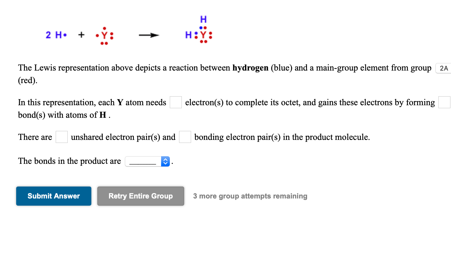 Solved H Н. H:Y: 2 H + 2A The Lewis representation above | Chegg.com