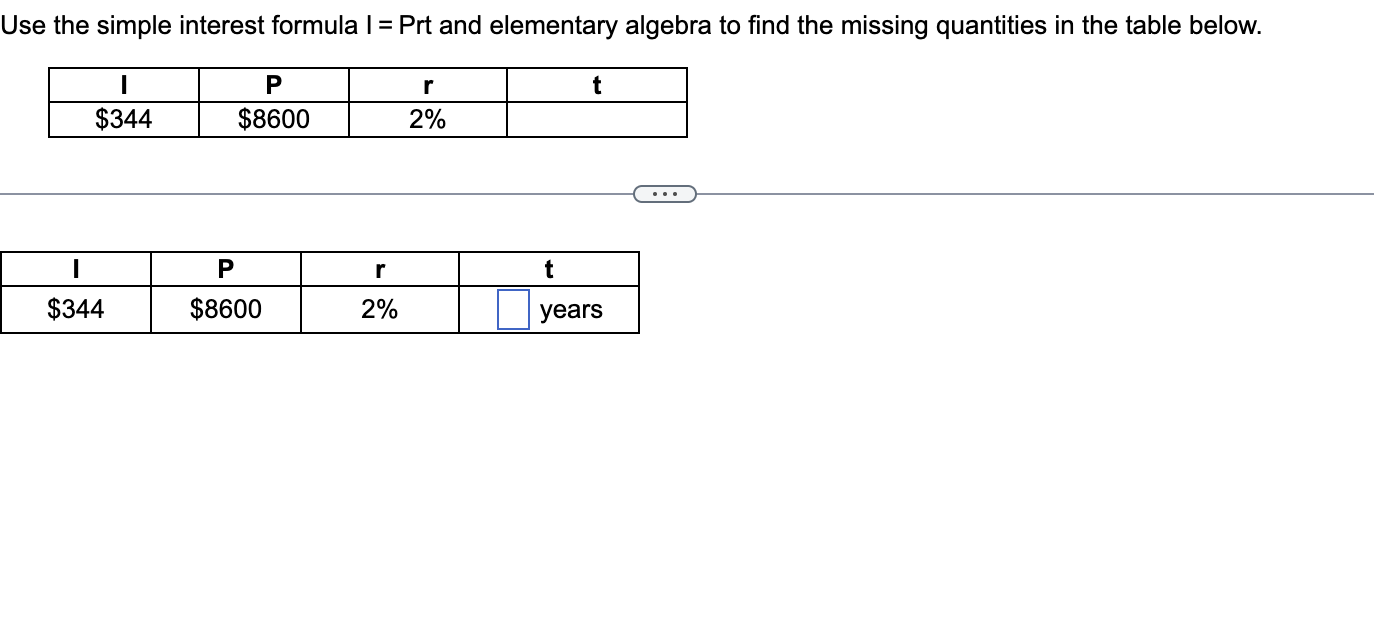 Solved I = Prt | Chegg.com