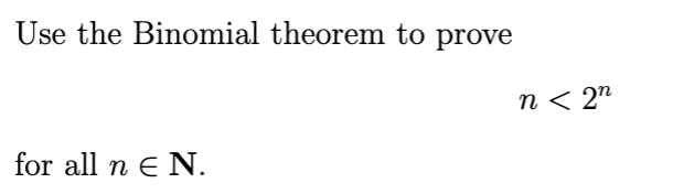 Solved Use the Binomial theorem to prove n
